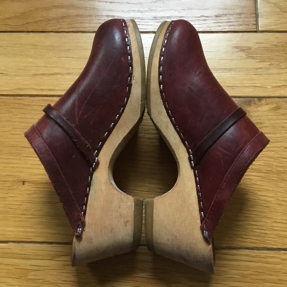 Krone | Shoes | Vintage Krone Leather Denmark Wood Heel Clogs | Poshmark